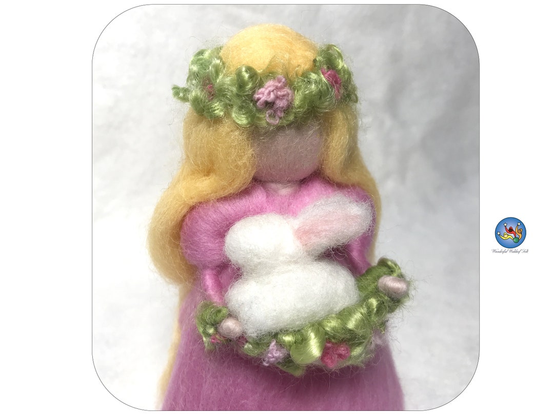 Lady Spring Fairy Angel With Easter Bunny – Needle Felted Waldorf ...