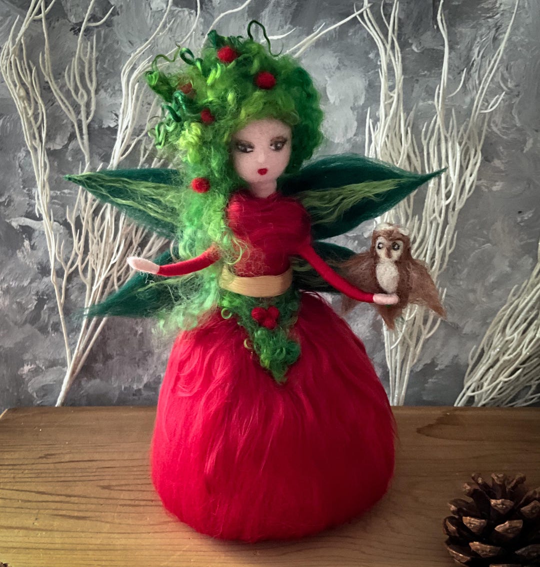 Yuletide/ Christmas Fairy Tree Topper, Needle Felted in Wool and Silk ...