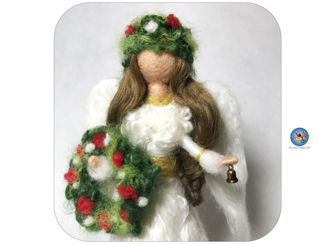 Needle Felted Silk and Wool Shiny Snow Angel Tree Topper, Mantel ...