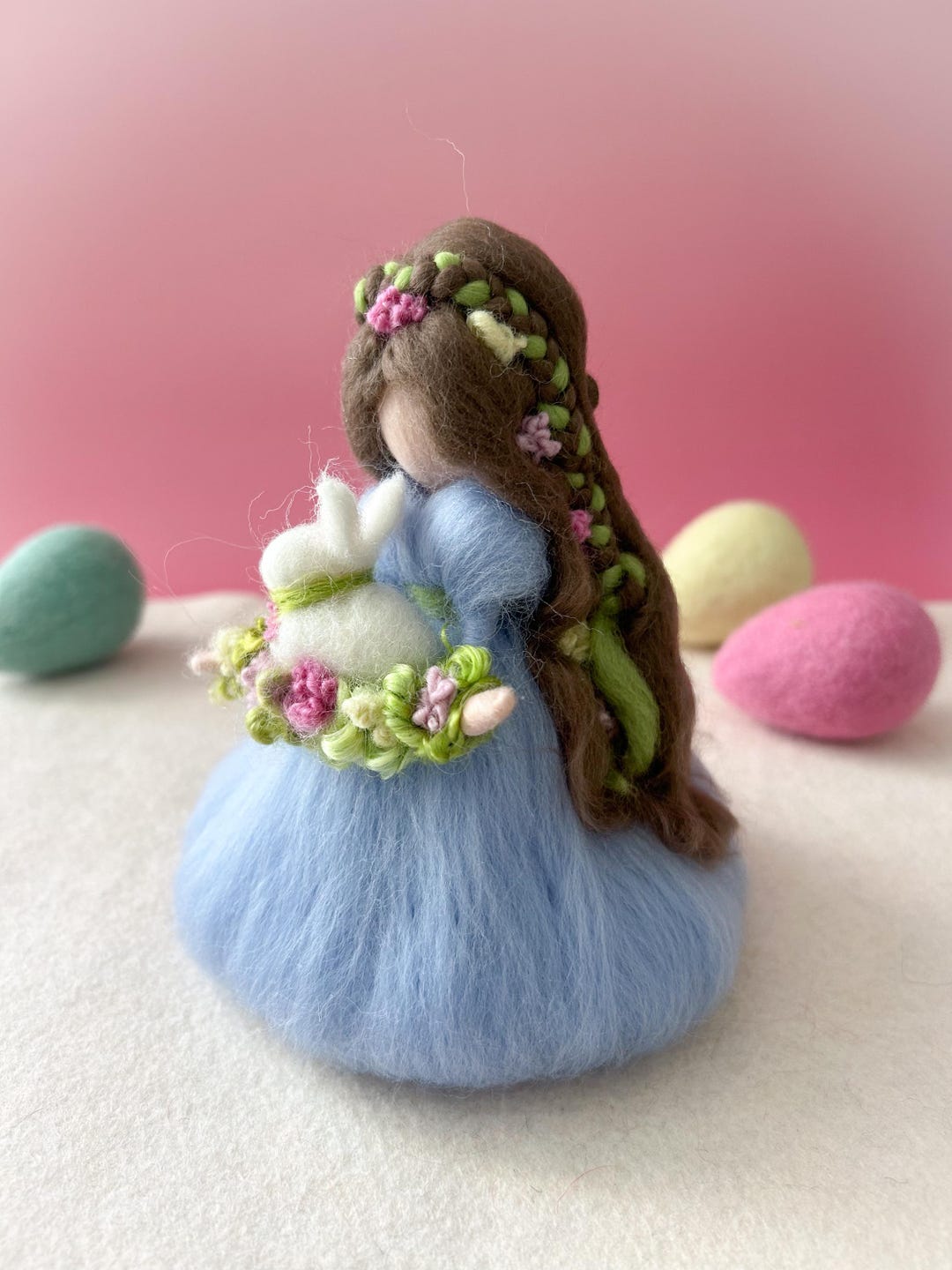 Easter Waldorf Fairy With Bunny, Needle Felted Spring Nature Table ...