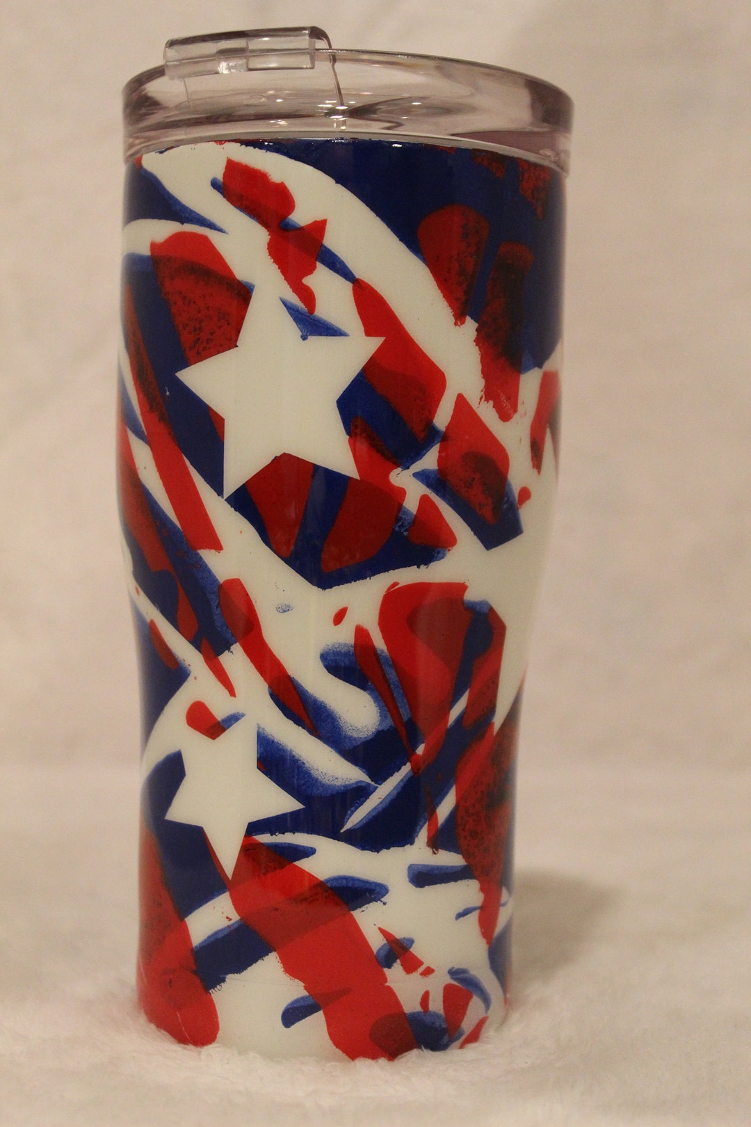 Red White and Blue Drizzle Stars Tumbler - Etsy