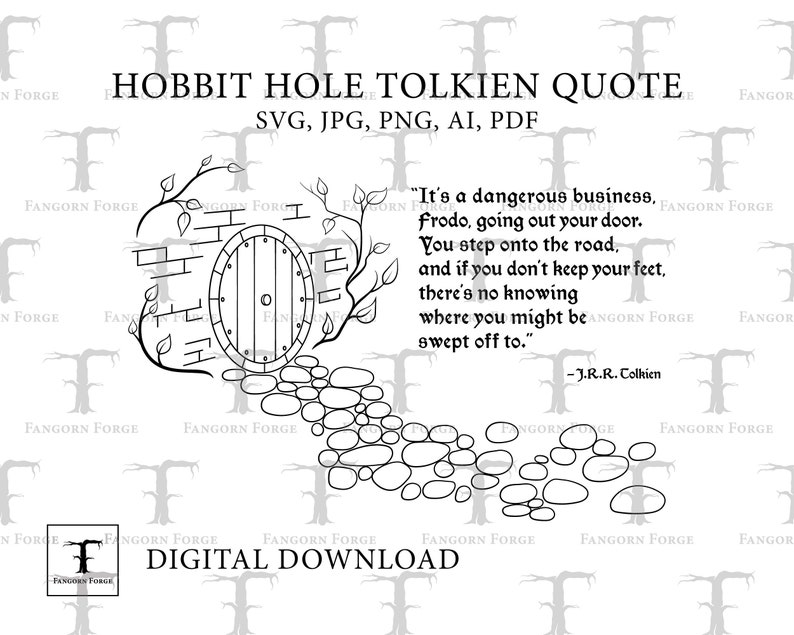 Hobbit Hole Tolkien Quote Digital Download | "stepping Out Your Door ...