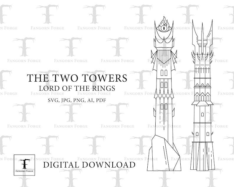 The Two Towers Lord of the Rings Digital Download | LOTR SVG Design ...