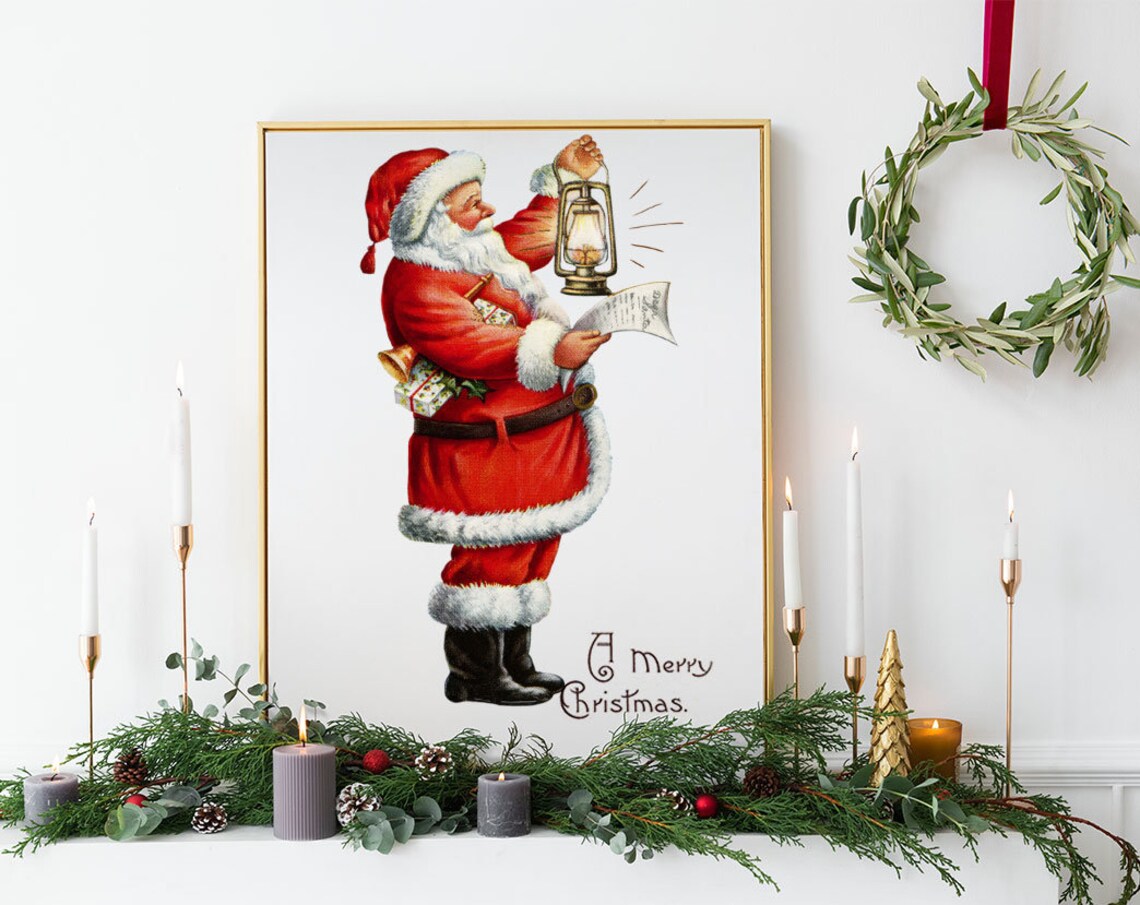 Vintage Christmas Santa Clipart Christmas Graphics Christmas | Etsy