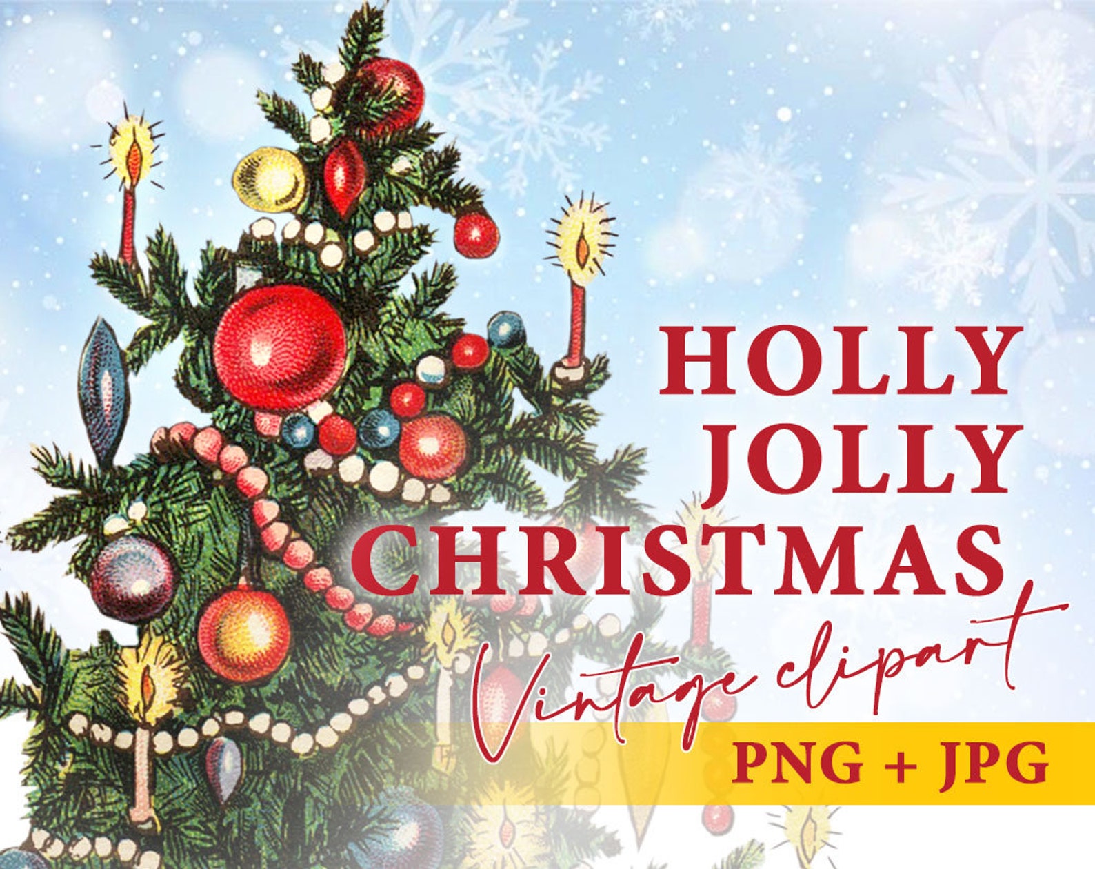 Vintage Christmas Tree Clipart, Christmas Graphics, Christmas Printable ...