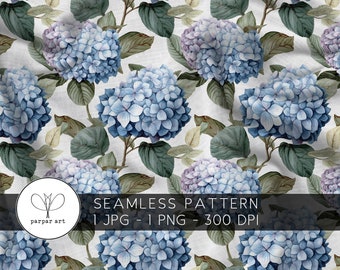 Hydrangeas Floral Watercolor Seamless Pattern Digital Download - Etsy
