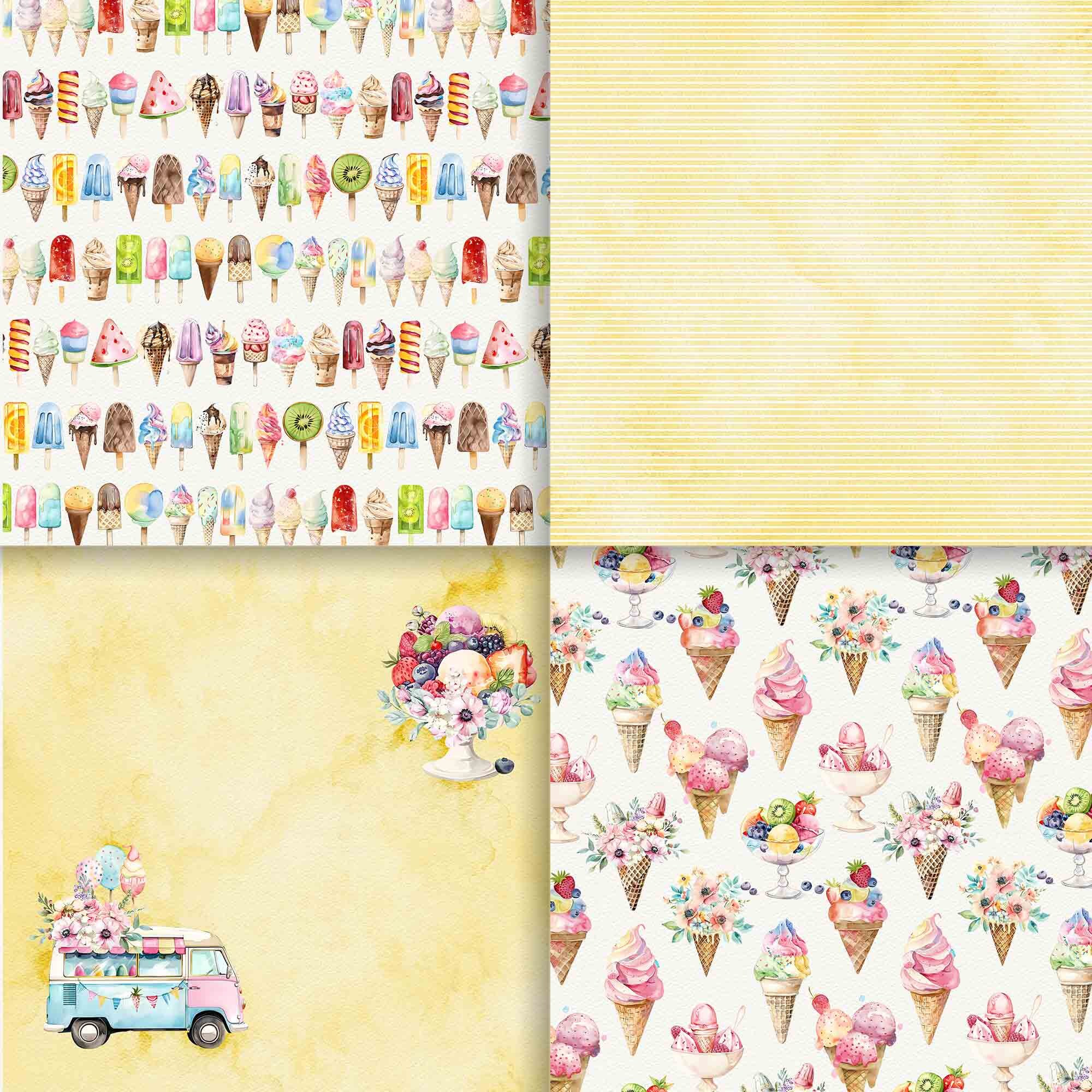 Ice Cream Digital Paper Pack - Digital Scrapbooking - Etsy