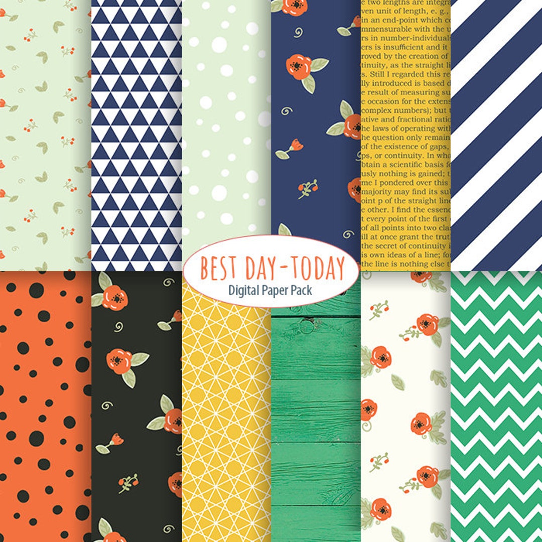 Best Day Digital Paper Birthday Patterns Birthday Party Textures Floral ...