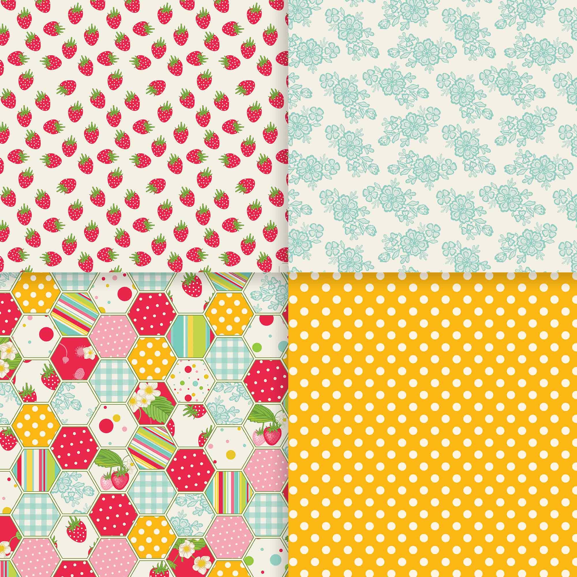 Strawberry Digital Paper Berry Patterns Summer Party Textures Digital ...