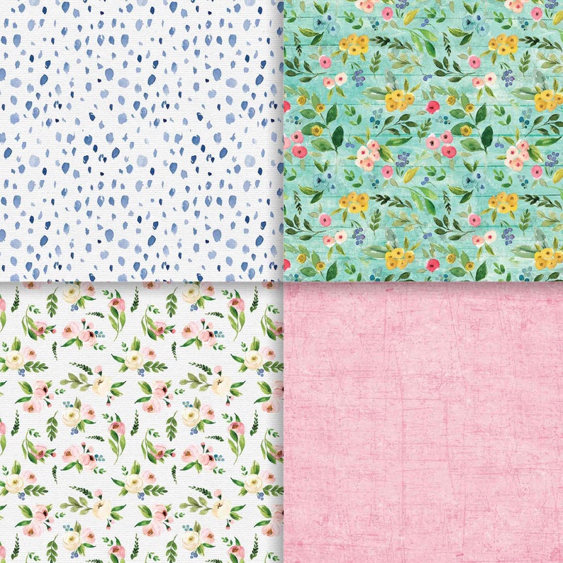 Watercolor Floral Digital Paper Pack Instant Download Digital - Etsy