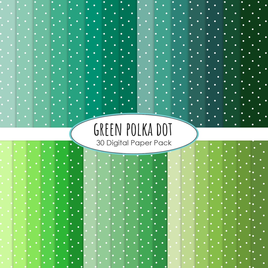 Polka Dots Digital Paper Green Palette Dotted Paper Instant Download ...