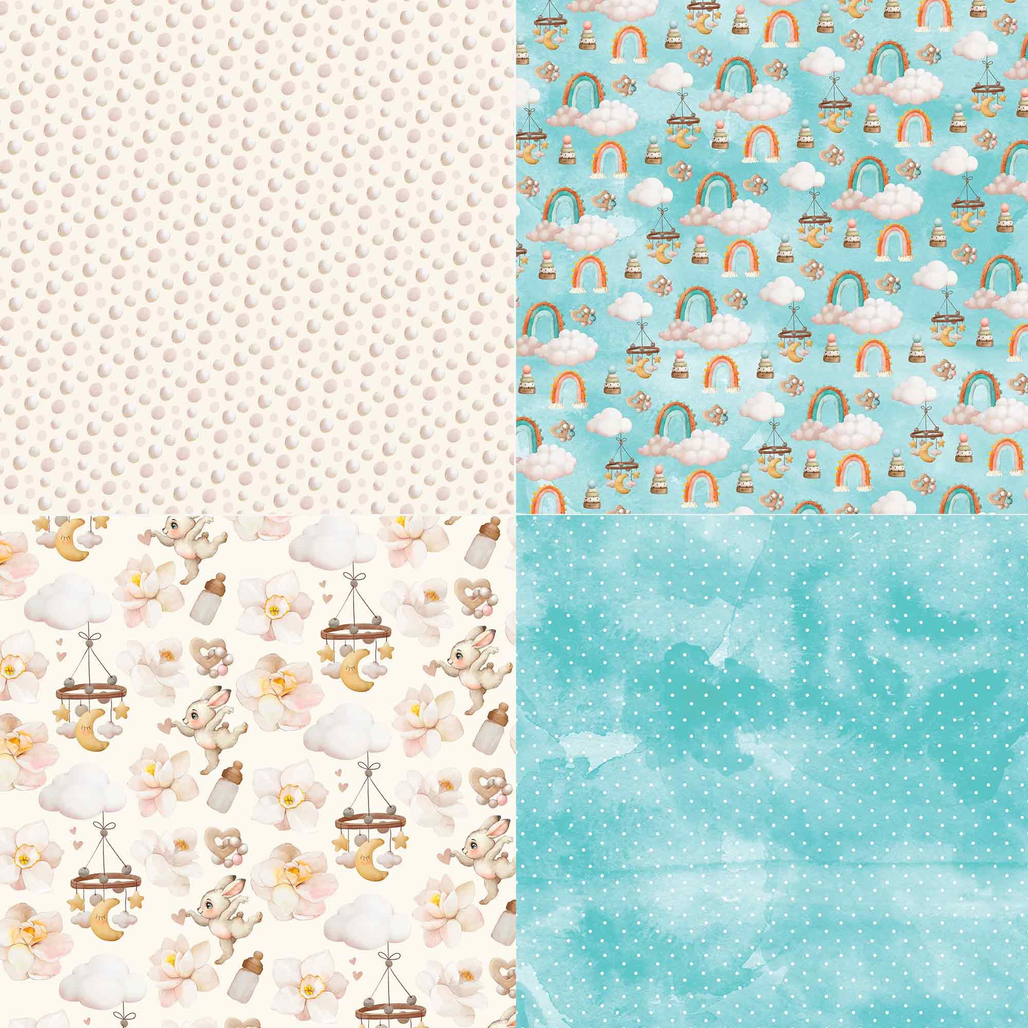 Little One Digital Paper Baby Digital Paper Watercolor Paper for Little ...