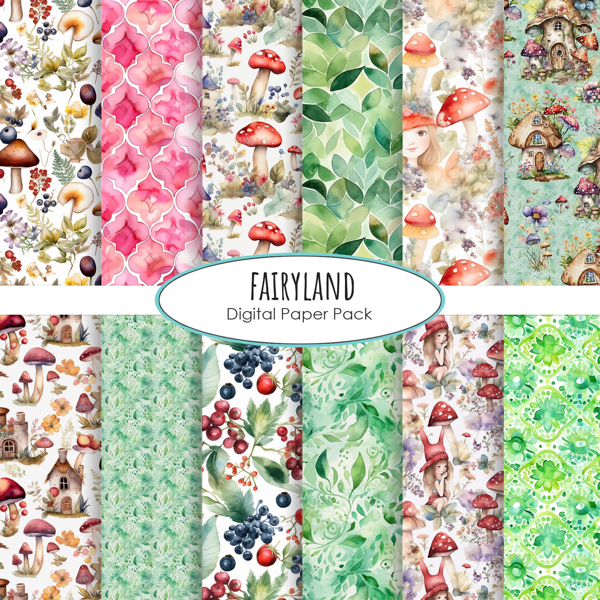 Fairyland Digital Paper Pack - Fairy Pattern - Digital Scrapbooking ...