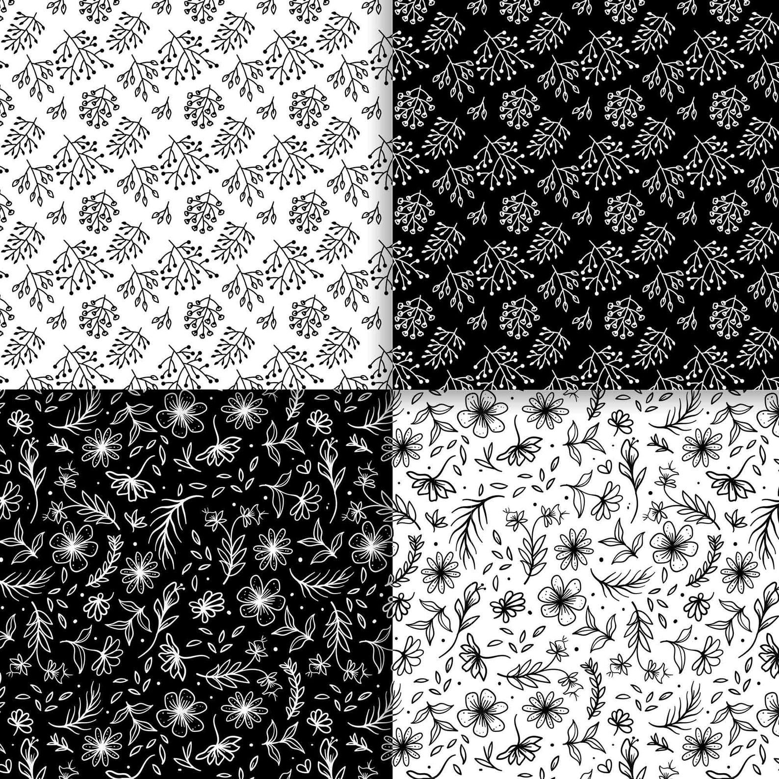 Black and White Flowers Digital Paper Digital Scrapbooking Instant ...
