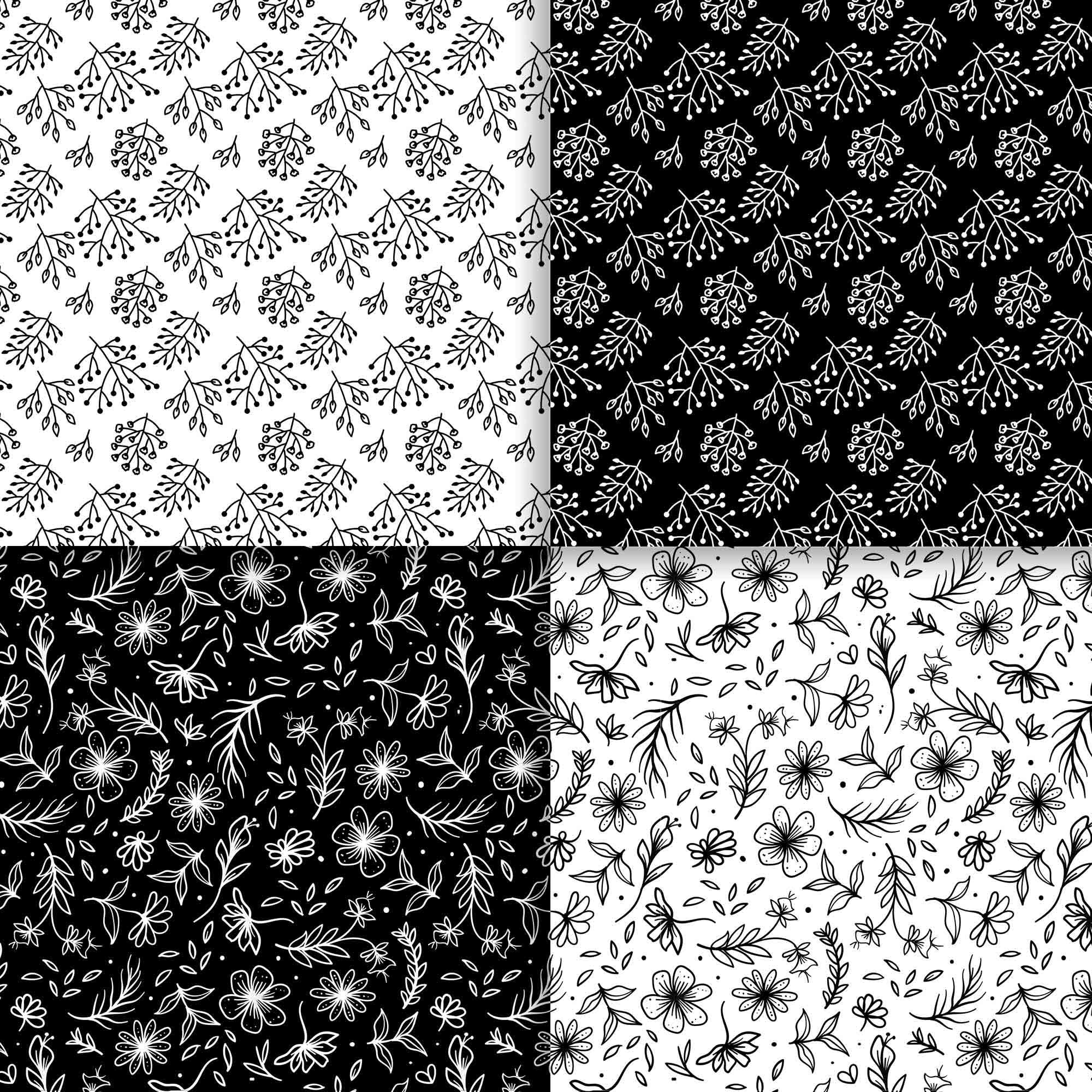 Black and White Flowers Digital Paper Digital Scrapbooking Instant ...
