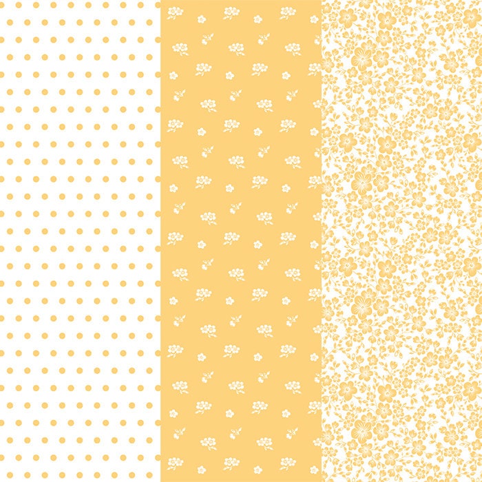 Yellow Floral Digital Paper Classic Floral Pattern Instant Download ...