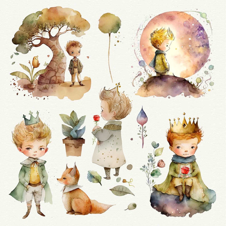 Little Prince Clipart Watercolor Le Petit Prince Instant Download - Etsy