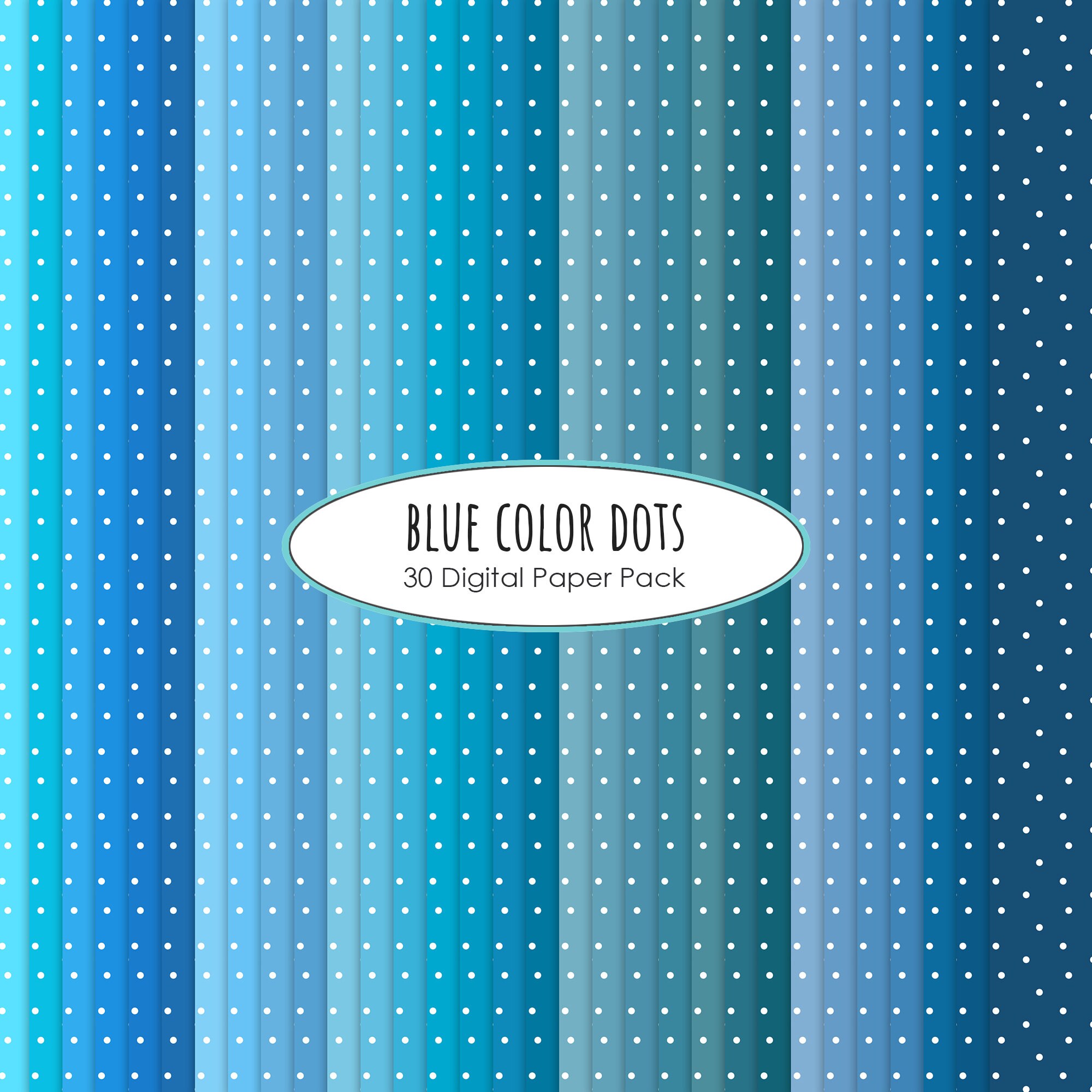 Blue Polka Dots Digital Paper - Dotted Paper Instant Download Digital ...