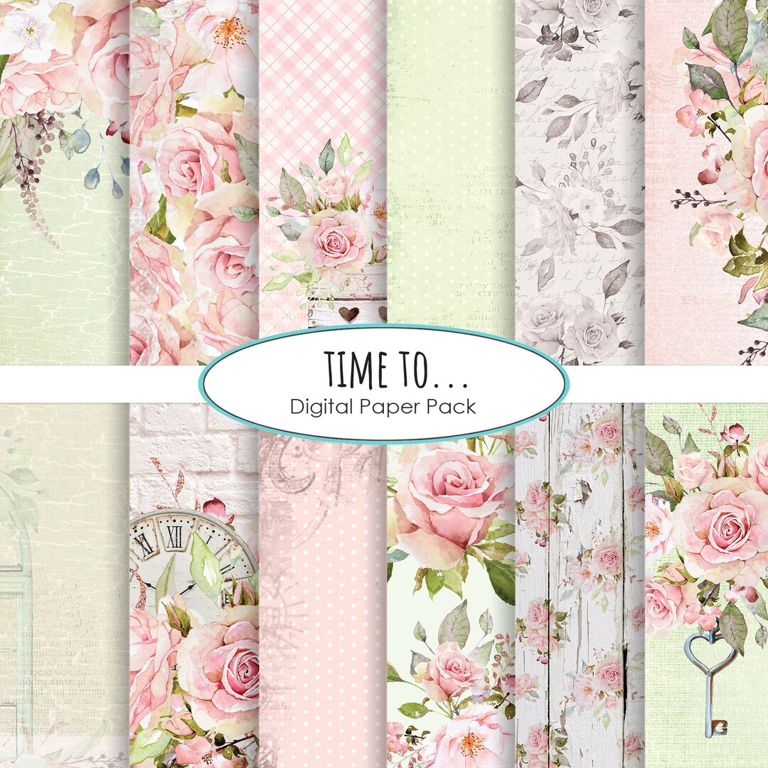 Shabby Chic Digital Paper Pack Instant Downolad Digital Scrapbooking - Etsy