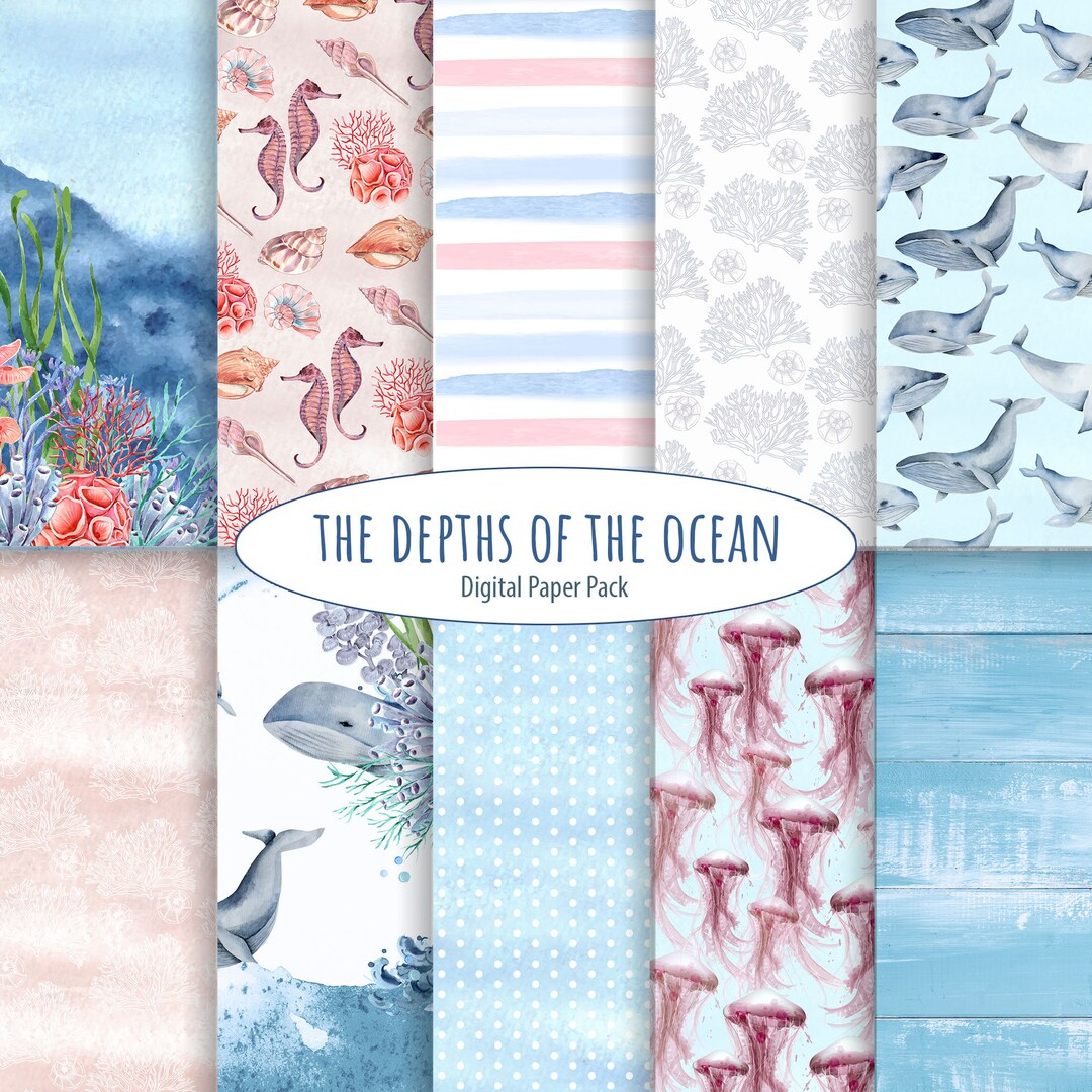 Nautical Digital Paper Watercolor Sea Patterns Seashells - Etsy