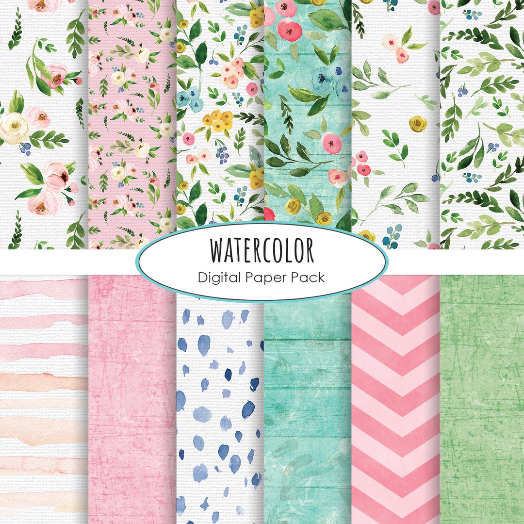 Watercolor Floral Digital Paper Pack Instant Download Digital ...