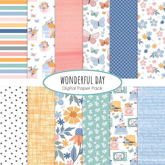 Colorful Digital Paper Pack Happy Birthday Wonderful Day - Etsy