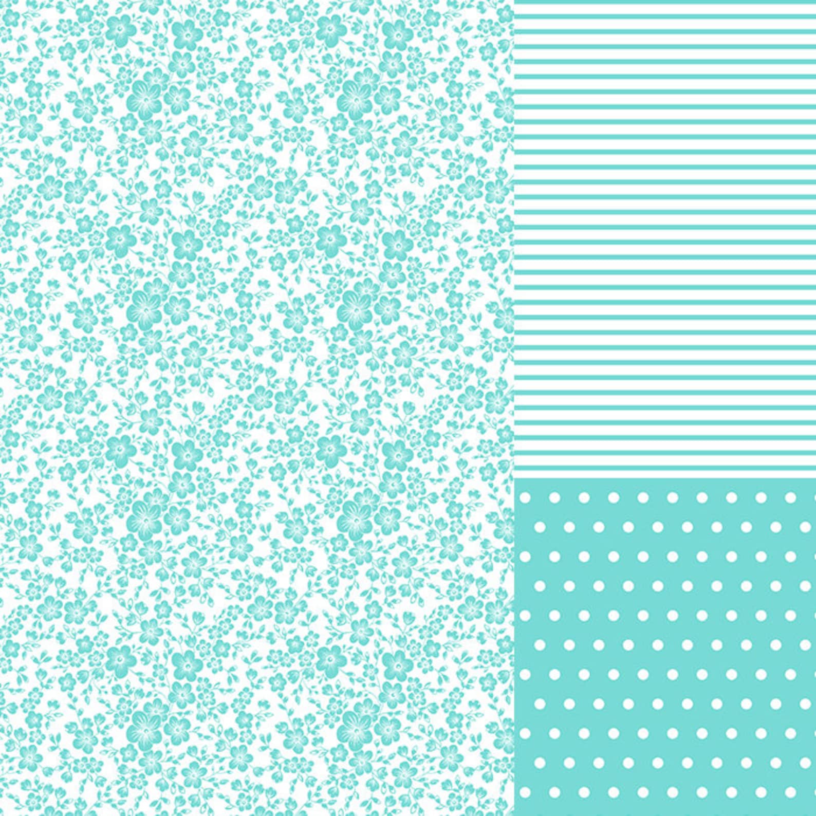 Turquoise Floral Digital Paper Classic Floral Pattern Instant - Etsy