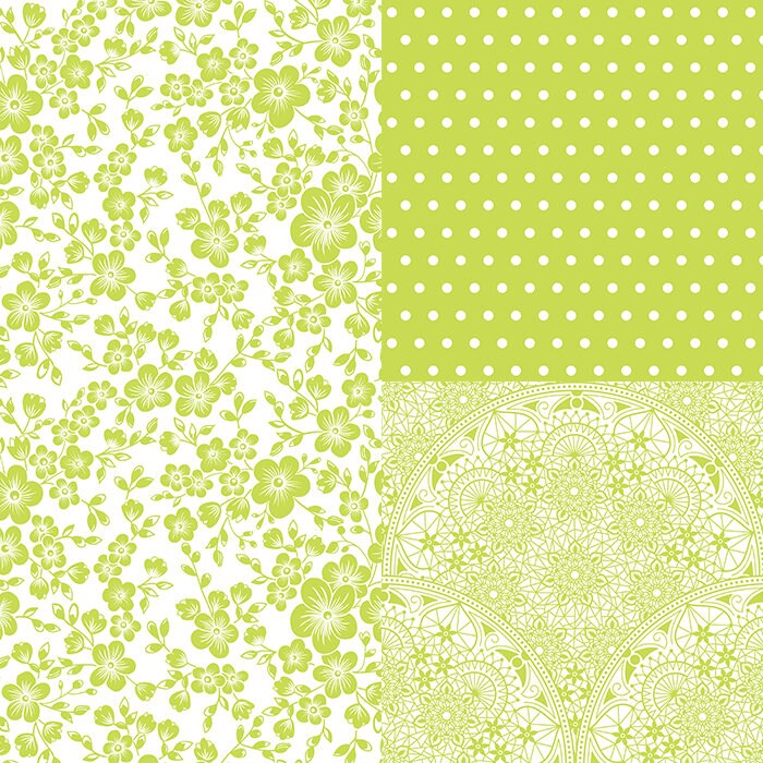 Green Floral Digital Paper Classic Floral Pattern Instant Download Mint ...