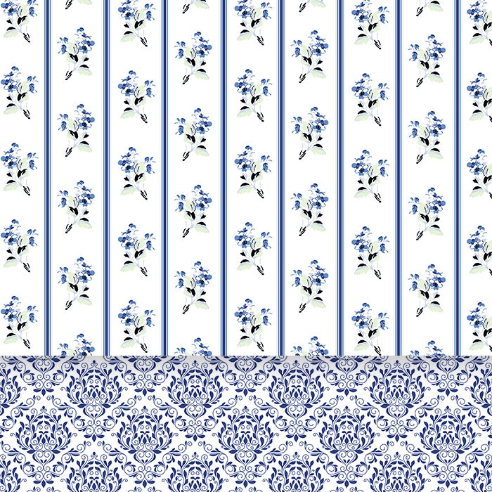 Floral Digital Paper Blue Flowers Printable Shabby Chic Paper Download ...