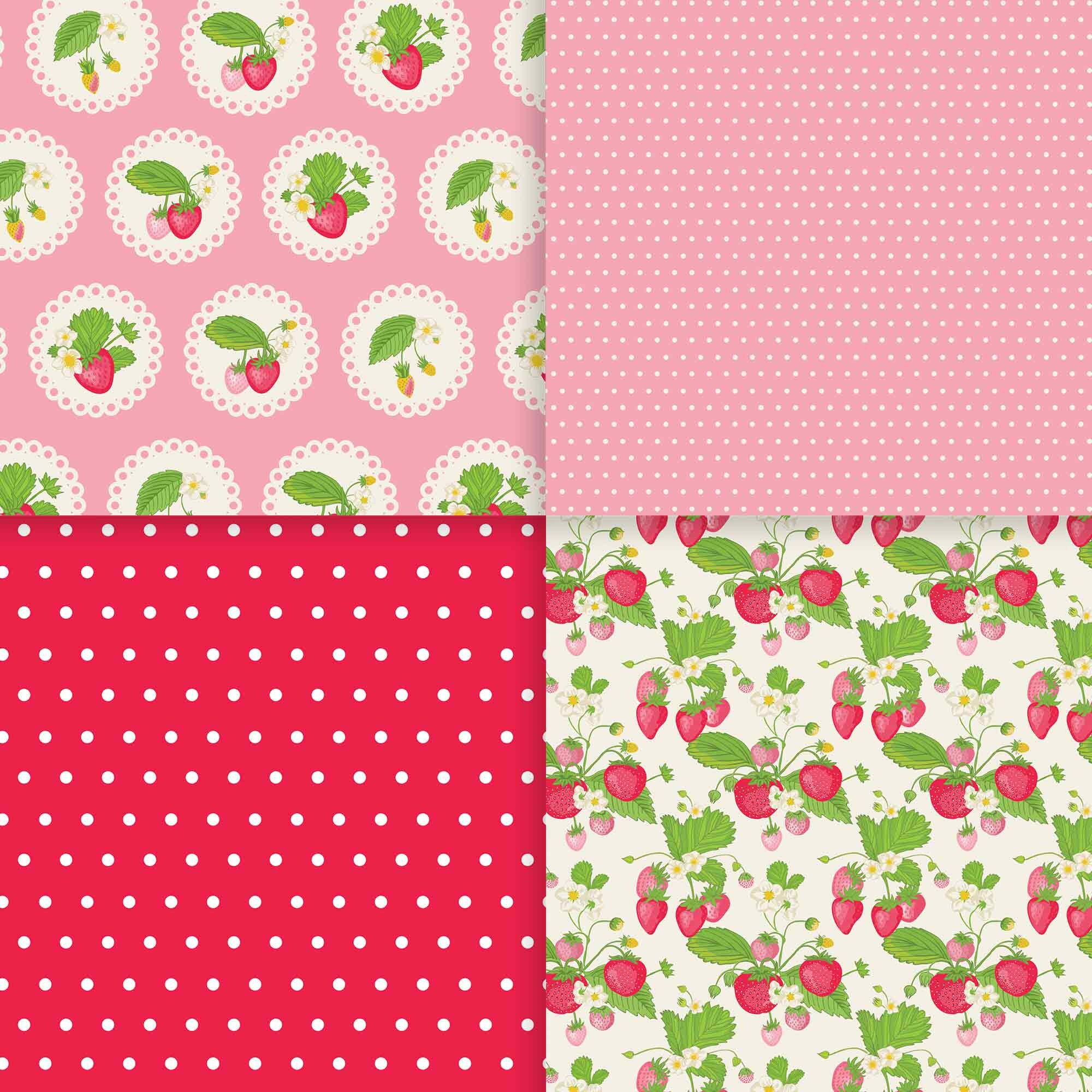 Strawberry Digital Paper Berry Patterns Summer Party Textures Digital ...