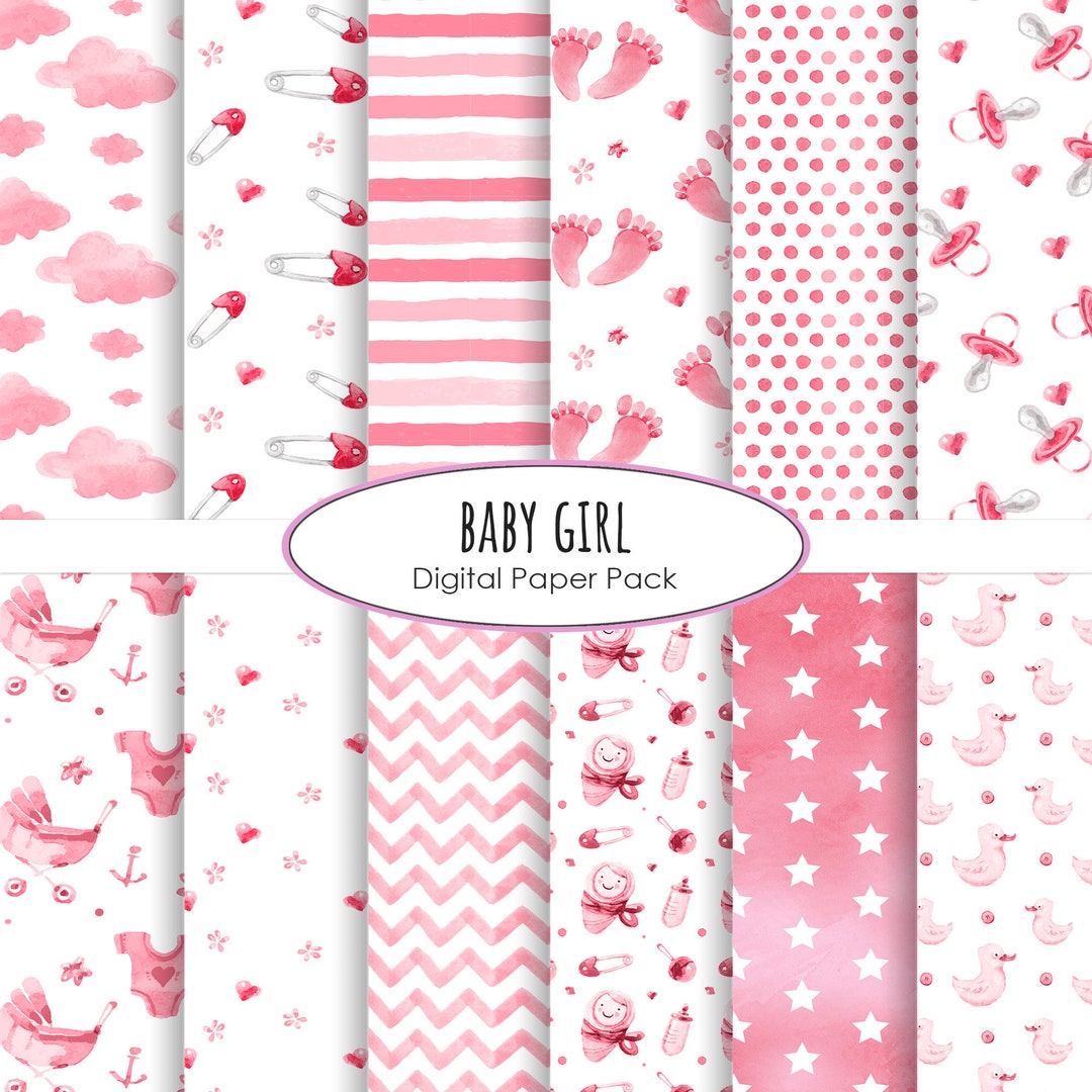 Baby Girl Digital Paper Pack Instant Download, Digital Scrapbooking ...