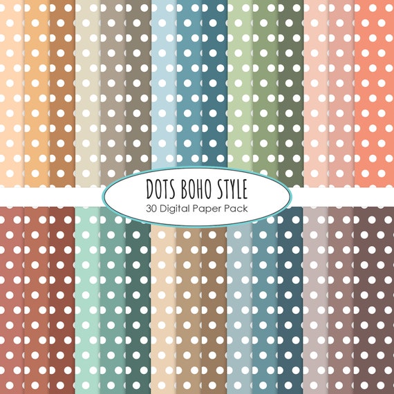 Dots Boho Colors Digital Paper Dotted Printable Scrapbook - Etsy