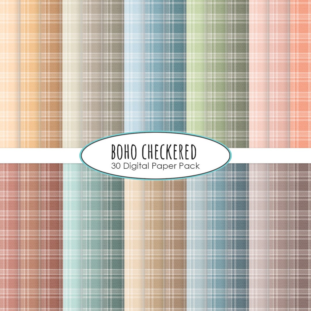 Gingham Digital Paper, Checkered Scrapbook Papers, Small Horizontal ...