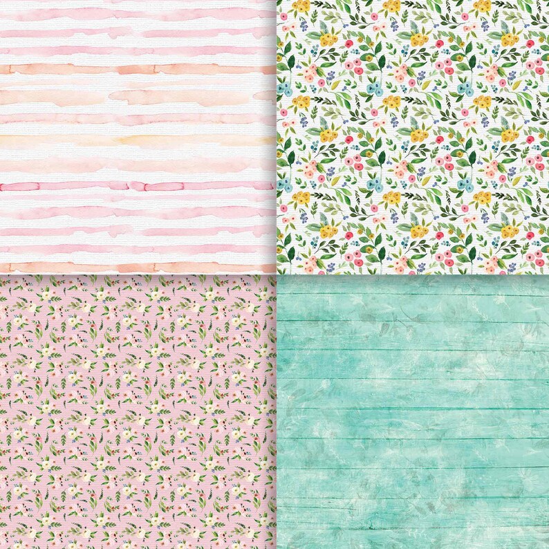 Watercolor Floral Digital Paper Pack Instant Download Digital - Etsy