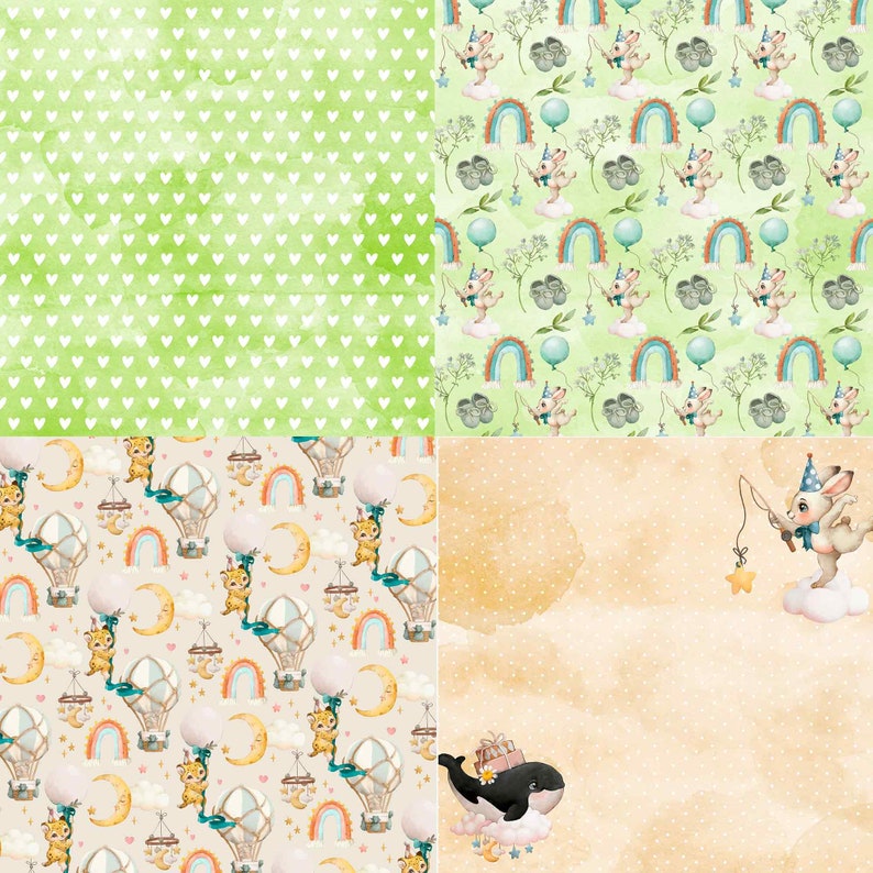 Little One Digital Paper Baby Digital Paper Watercolor Paper for Little ...
