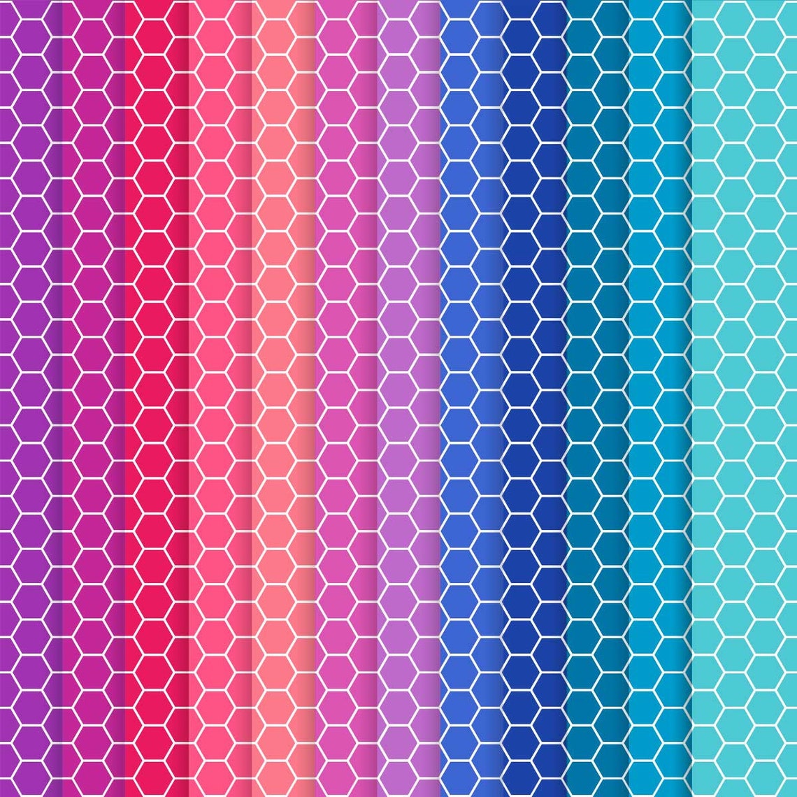 Hexagon Colorful Digital Paper Printable Colorful Scrapbook Papers ...