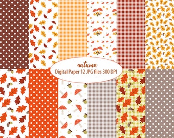 Plaid Autumn Digital Paper fall Color Backgrounds 14 - Etsy