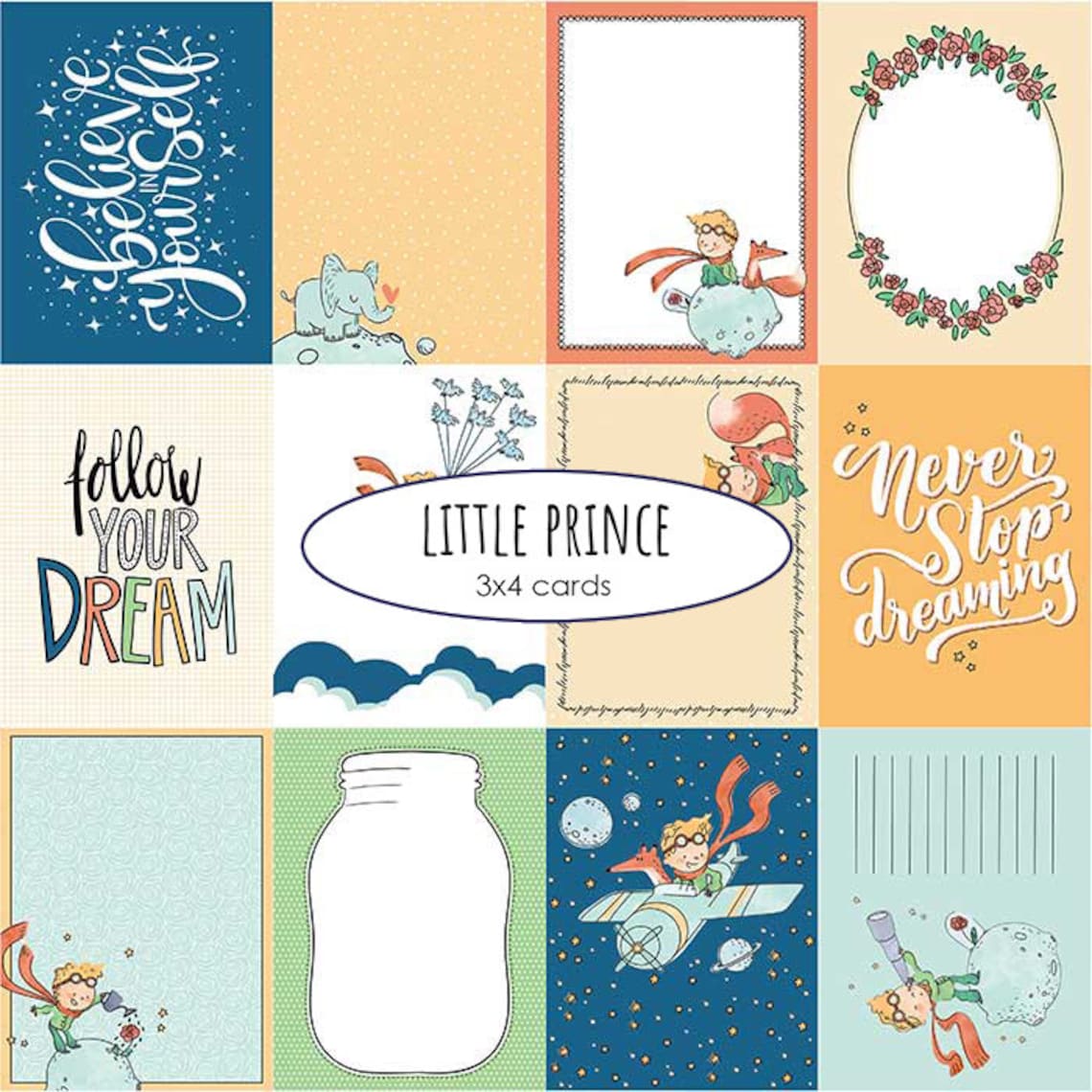 Le Petit Prince Tags Little Prince Cards Backgrounds Instant Download ...