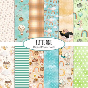 Little One Digital Paper Baby Digital Paper Watercolor Paper for Little ...