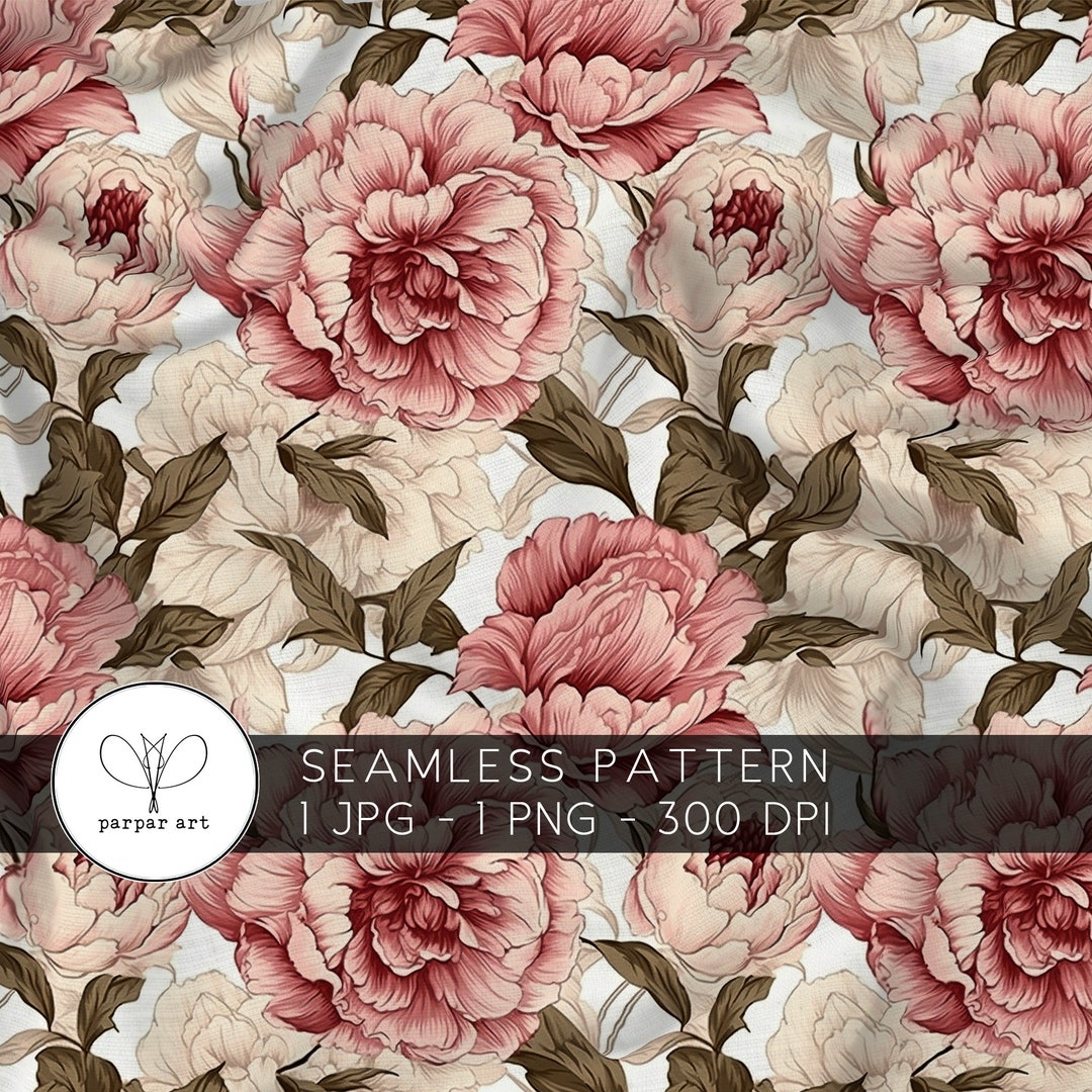 Peony Seamless Pattern Pink Peonies Floral Pattern Instant Download for ...