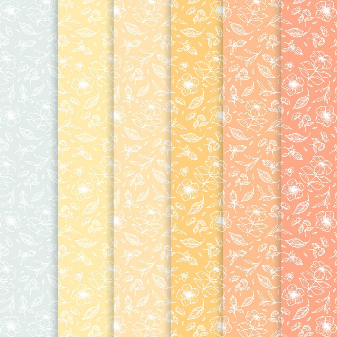 Pastel Color Floral Paper Digital Scrapbooking Instant Download - Etsy