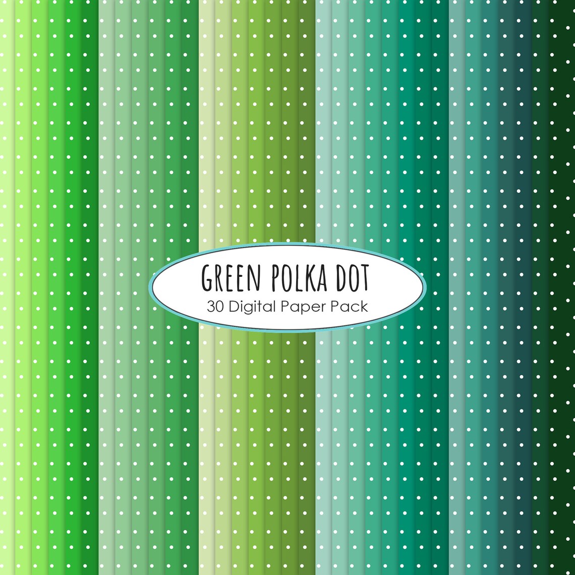 Polka Dots Digital Paper Green Palette Dotted Paper Instant Download ...
