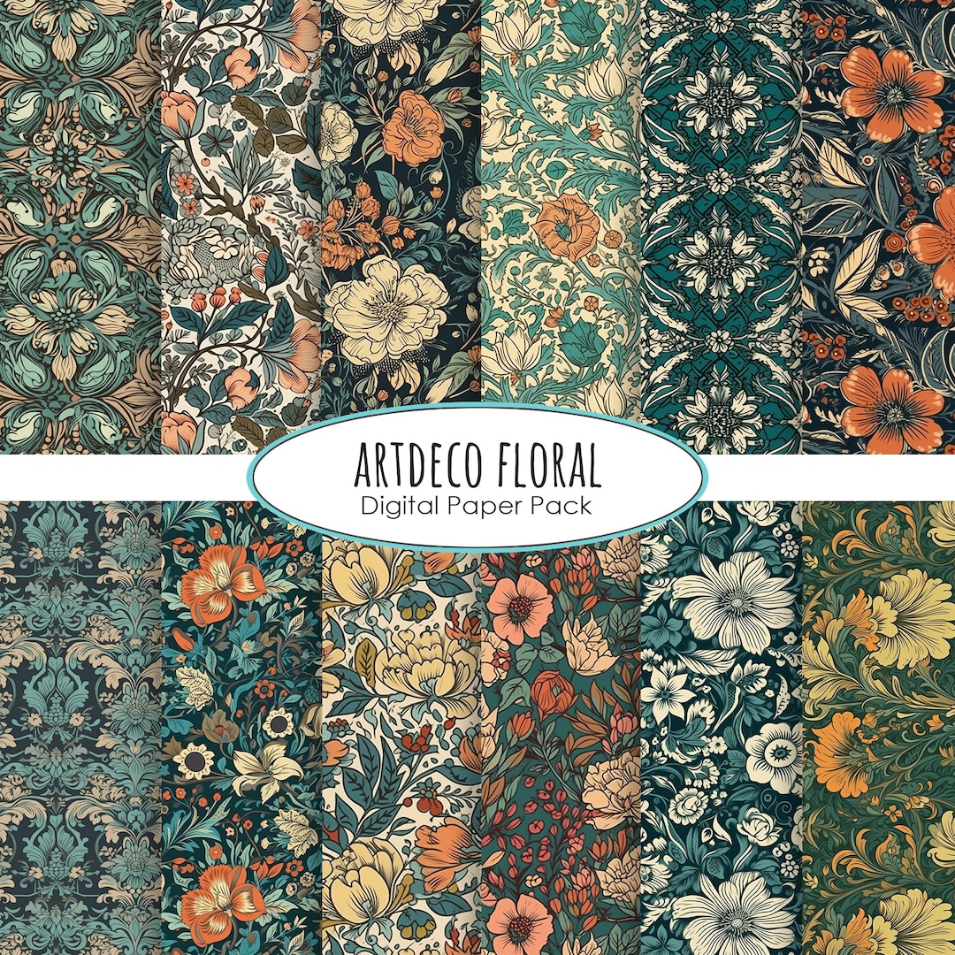 Art Deco Digital Paper Seamless Patterns Instant Download Retro Art ...