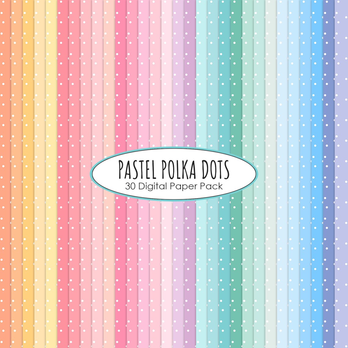 Polka Dots Pastel Colors Digital Paper Dotted Printable Digital ...