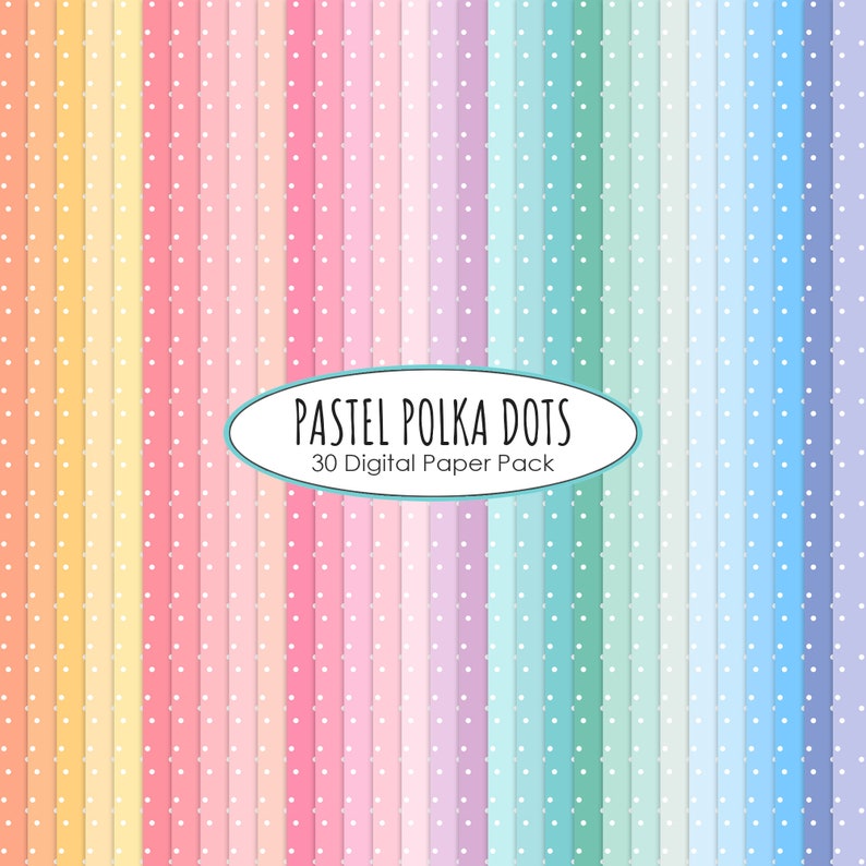 Polka Dots Pastel Colors Digital Paper Dotted Printable Digital ...