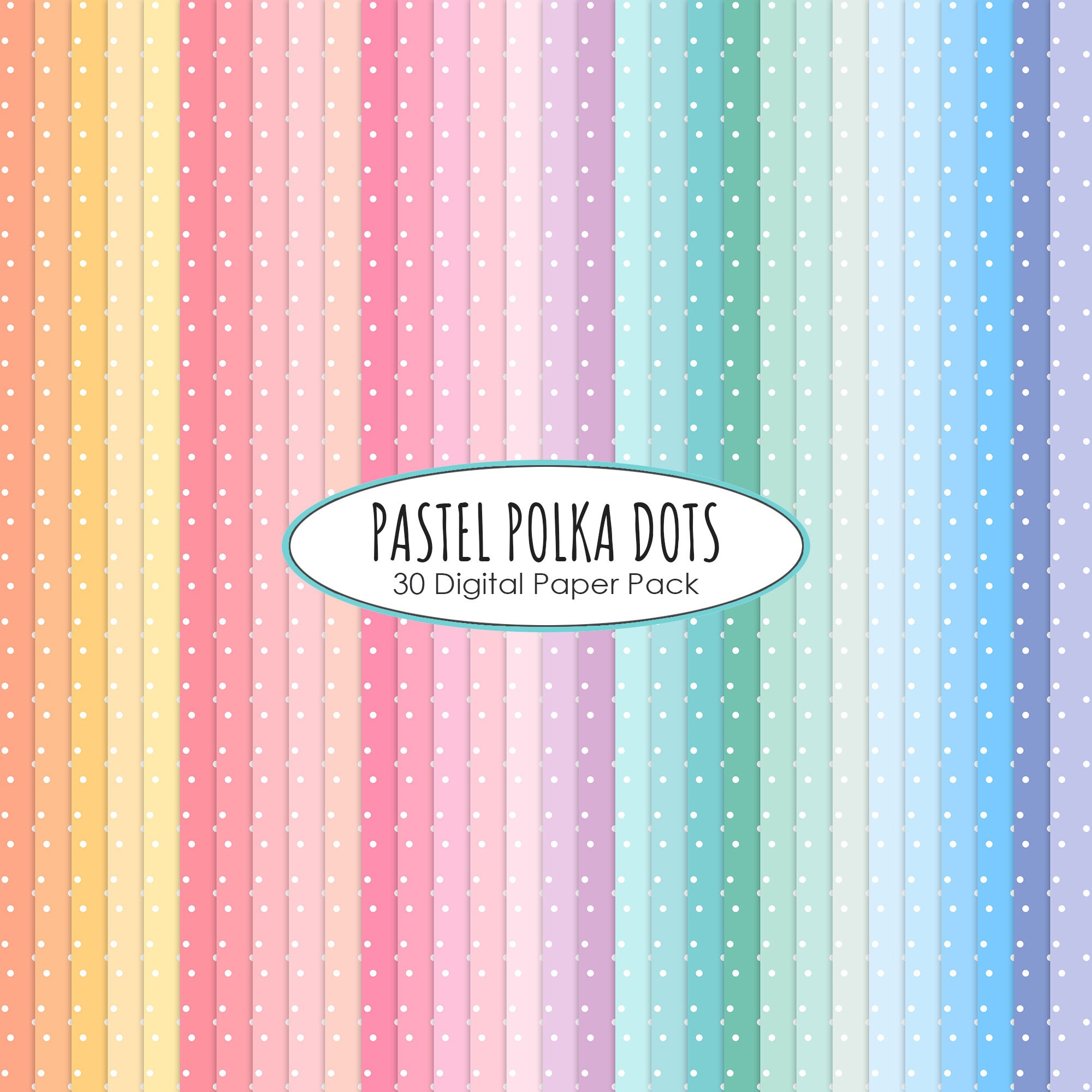 Polka Dots Pastel Colors Digital Paper Dotted Printable Digital ...