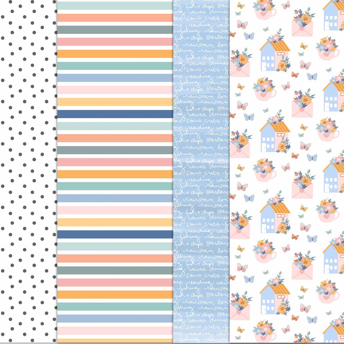 Colorful Digital Paper Pack - Happy Birthday Wonderful Day Backgrounds ...