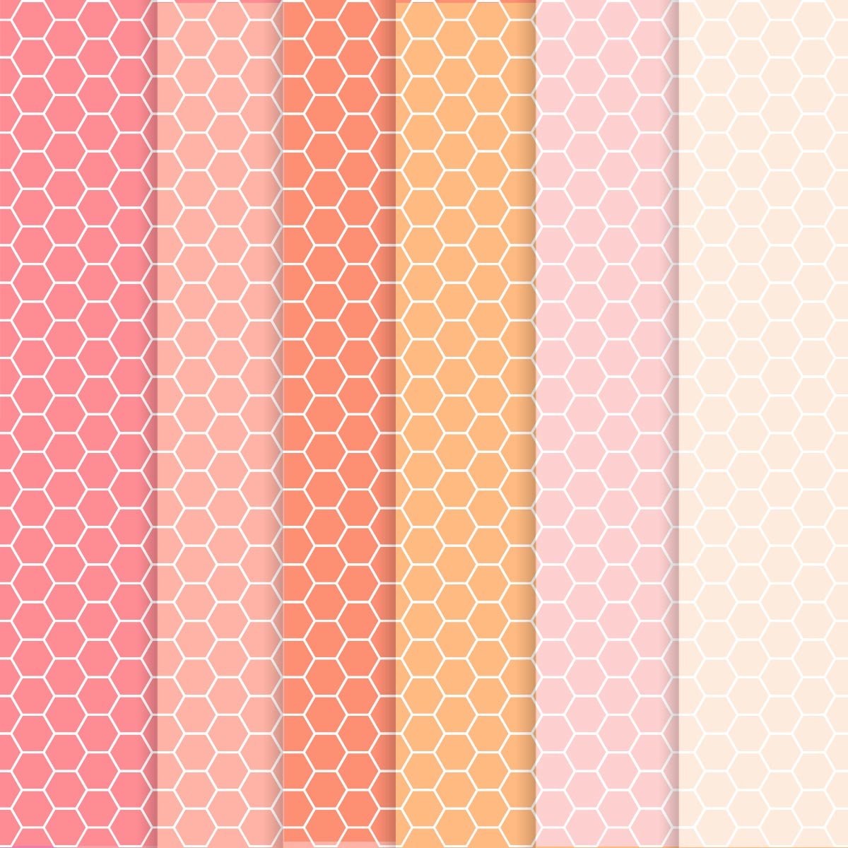 Hexagon Rainbow Colors Digital Paper Printable Colorful Scrapbook ...