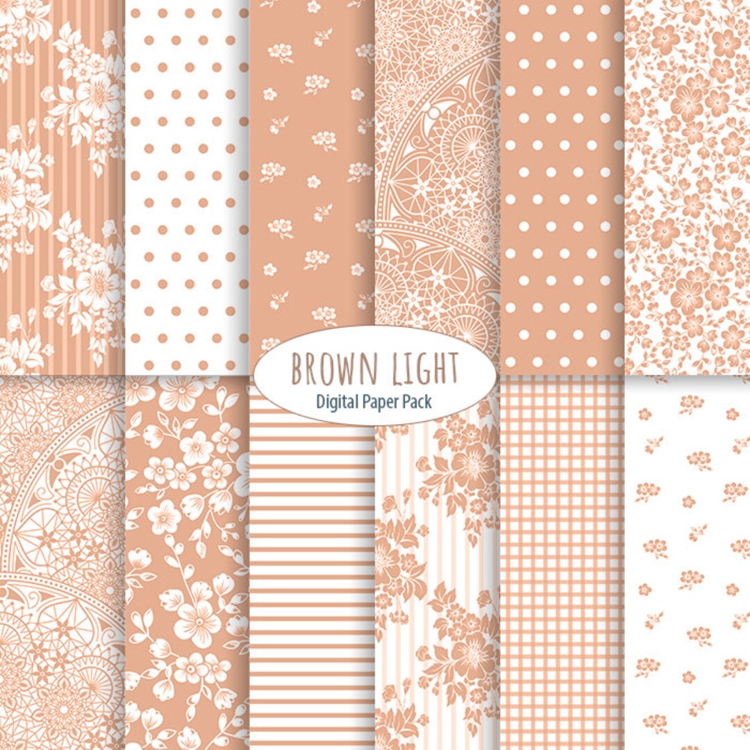 Brown Floral Digital Paper Yellow Classic Floral Beige Pattern Instant ...