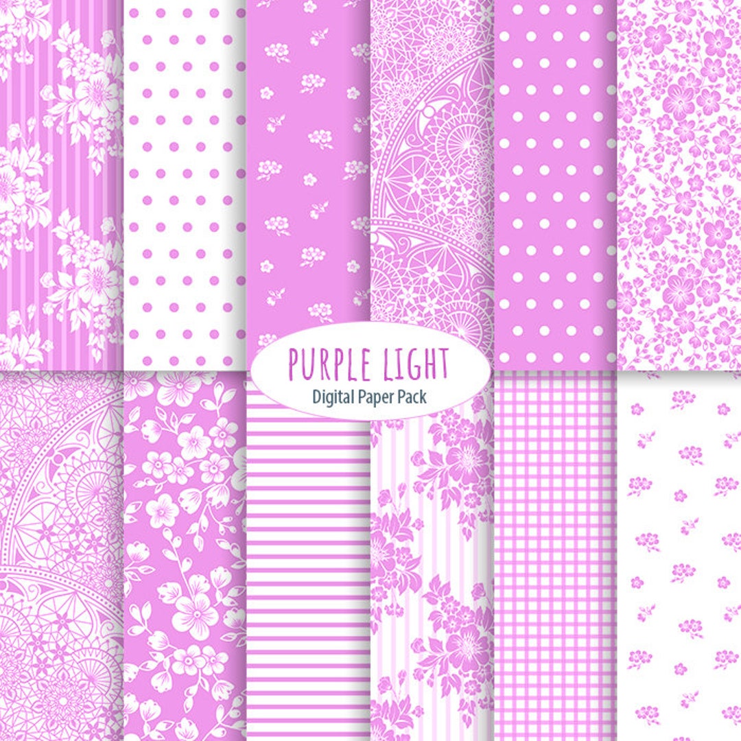 Purple Floral Digital Paper Classic Floral Pattern Instant Download ...